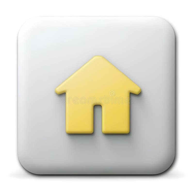 Minimalistic Yellow House Icon on White Rounded Square Background Stock ...