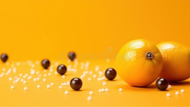 An Minimalistic Yellow Passion Fruit Fruits on Yellow Background with ...