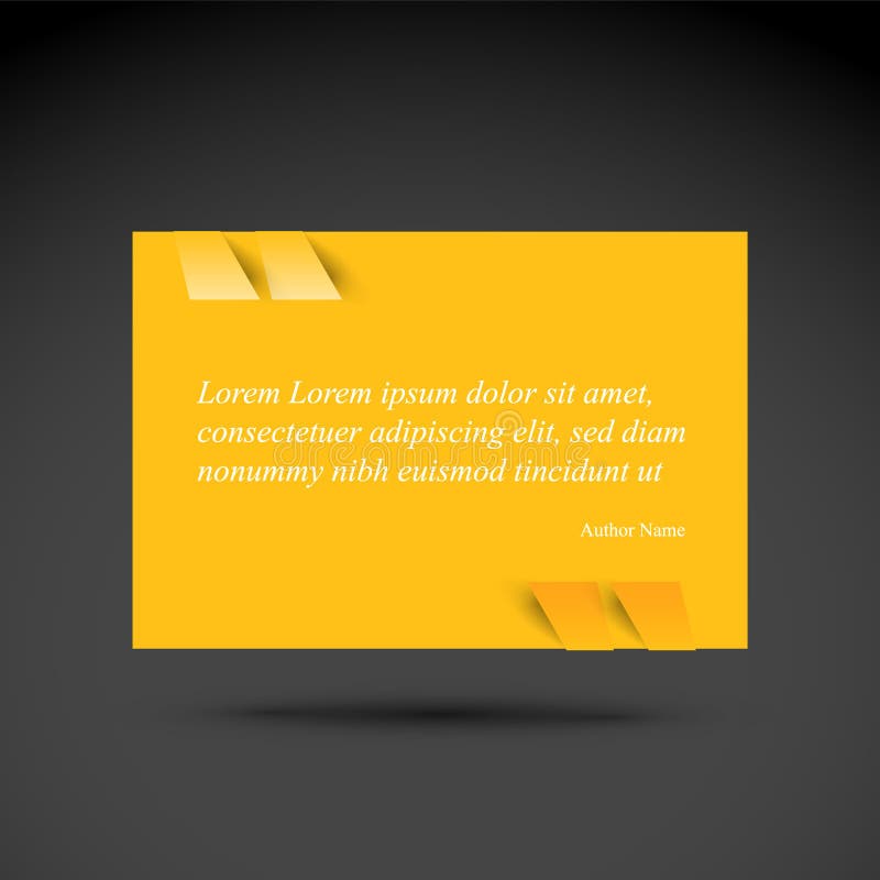 Minimalistic Yellow Quote Template with Quotation Marks Stock Vector ...