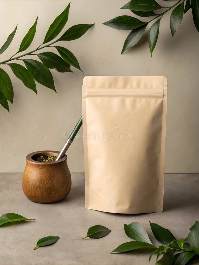 Minimalistic Yerba Mate Tea Packaging Mockup with Natural Elements ...