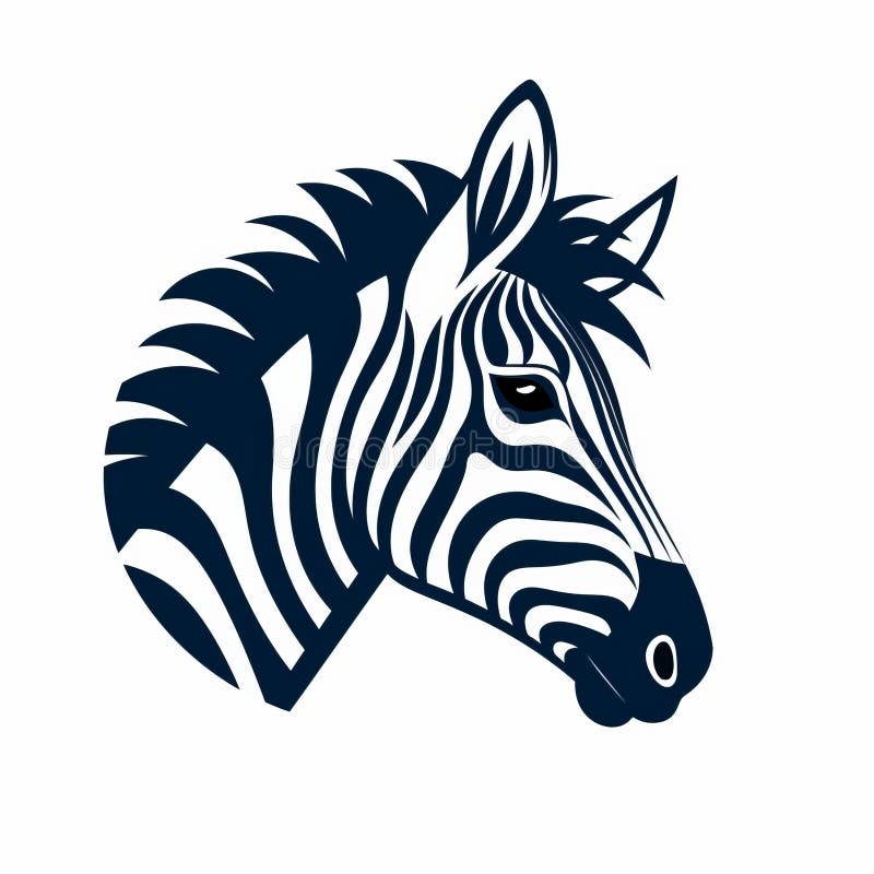 Minimalistic Zebra Head Vector Logo Template in Dark Blue and White ...