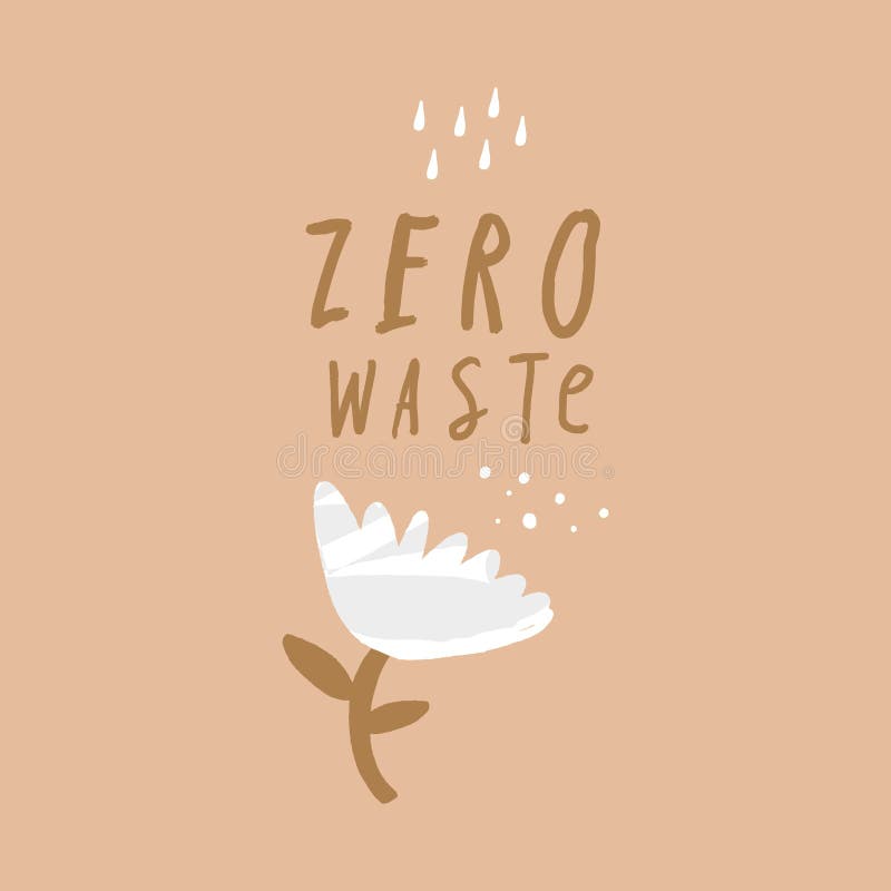 Minimalistic Zero Waste Abstract Poster. Minimalist Flower and Text ...