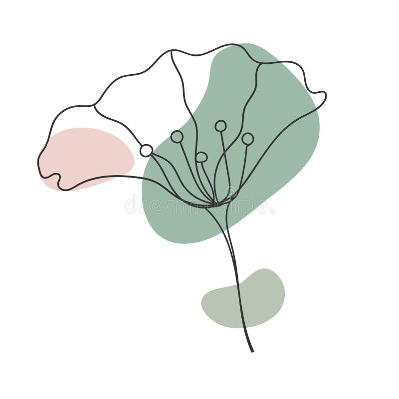 Minimalists Doodle Flower Painted with Colored Shapes Stock Vector ...