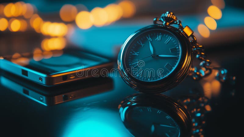 Minimally Styled Flat Lay Featuring a Classic Pocket Watch Alongside a ...