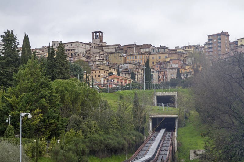 Minimetro in Perugia stock photo. Image of tunnels, buildings - 33021794