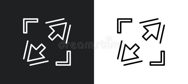 Minimize Arrows Outline Icon in White and Black Colors. Minimize Arrows ...