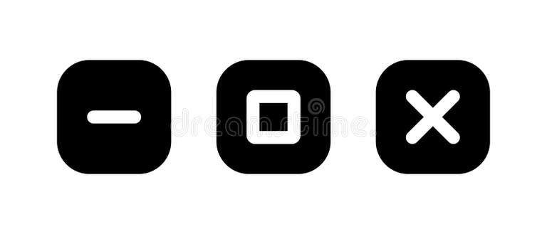 Minimize, Maximize, and Close Icon Vectors. App Window Button Stock ...