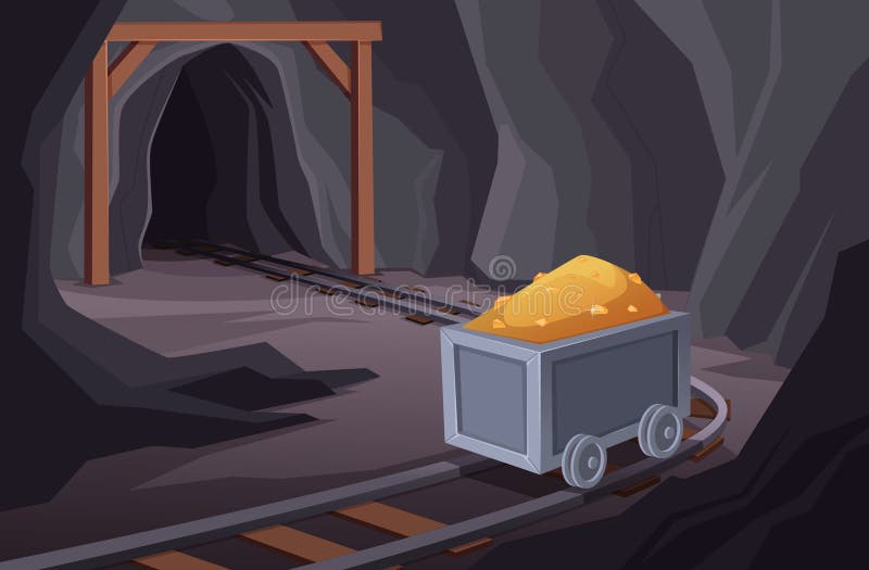 Mining Background. Natural Resources Mining Carts with Diamonds and ...