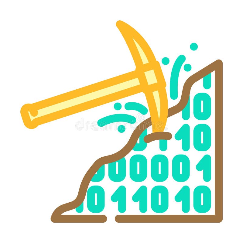 Mining Big Data Color Icon Vector Illustration Stock Illustration ...