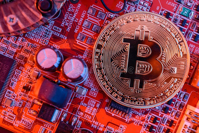 Mining Bitcoin Concept, Motherboard, Chip-set Stock Image - Image of ...