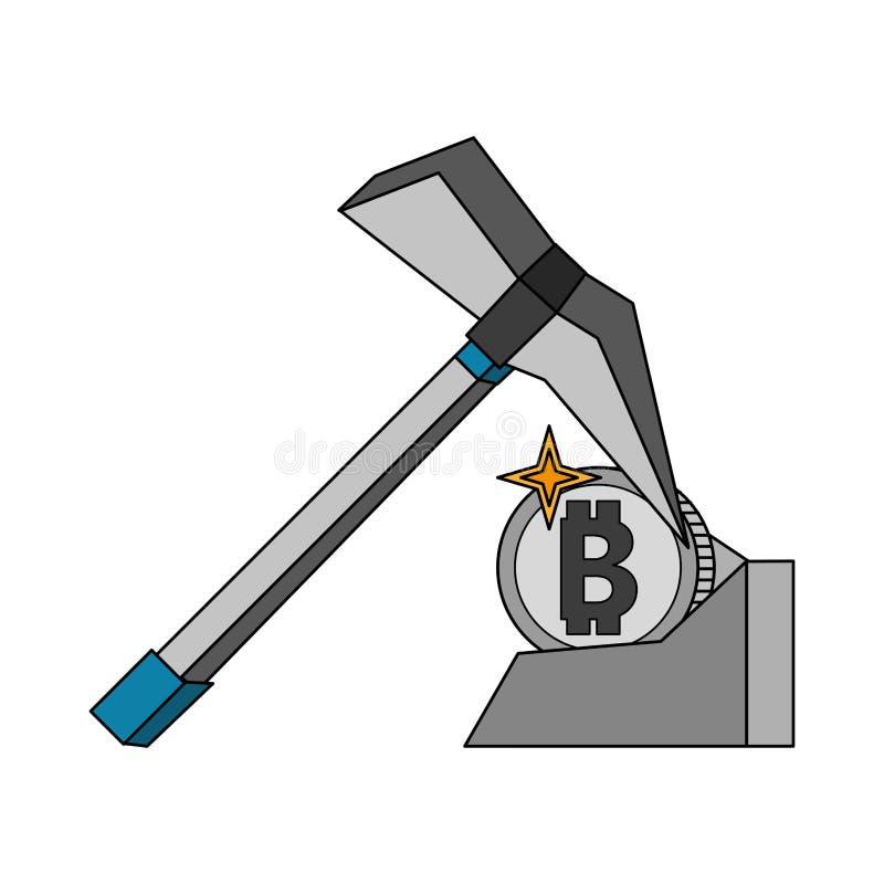 Mining bitcoins symbol stock vector. Illustration of currency - 143531137