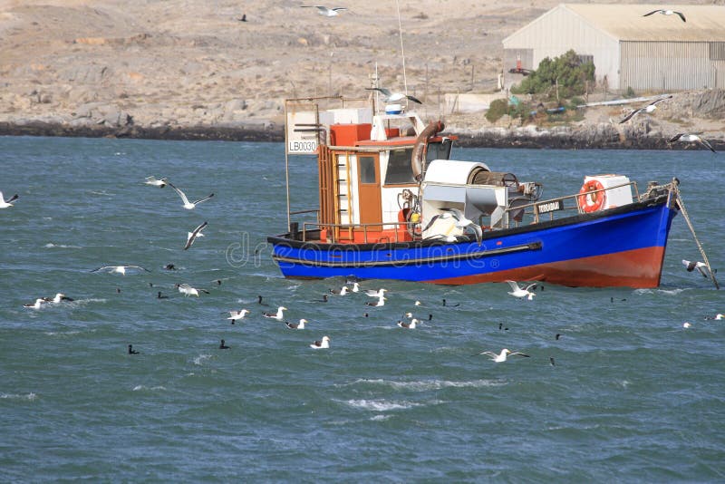 Mining Boat at Anchor, Luderitz Harbour Stock Photo - Image of wave ...