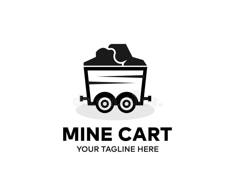 Mining Cart, Black Industrial Logo Design. Mine Coal Wagon Icon. Simple ...