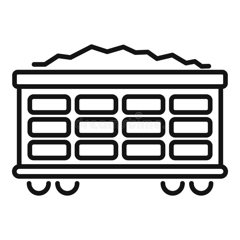 Mining Cart Full of Coal Moving on Rails Icon Outline Stock Vector ...