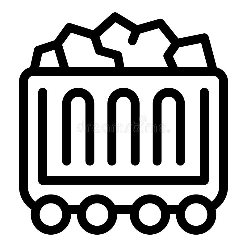 Mining Cart Full of Coal Moving on Rails Icon Stock Vector ...