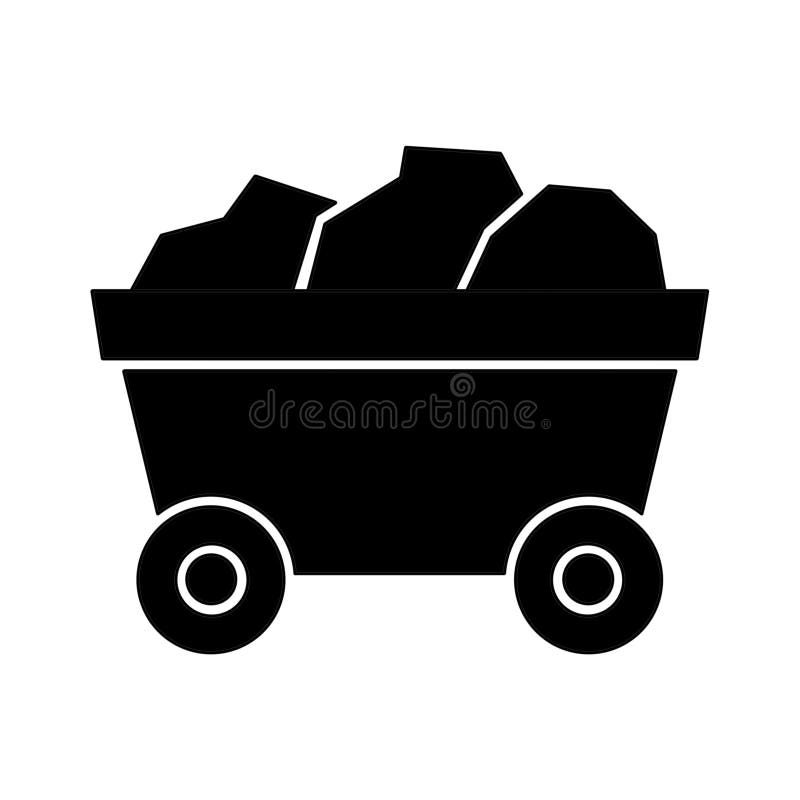Mining Cart with Ore or Coal Icon Stock Vector - Illustration of essential, cargo: 390656250