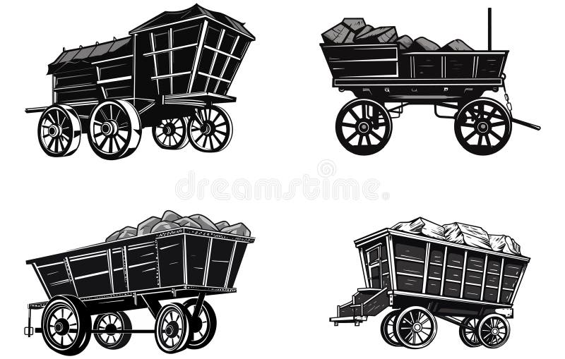 Mining Cart Silhouette, Mining Cart Vector Silhouette Stock Vector ...