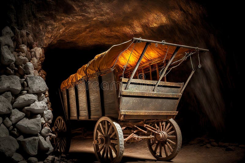 Mining Cart in Silver, Gold, Coer Mine Stock Illustration ...