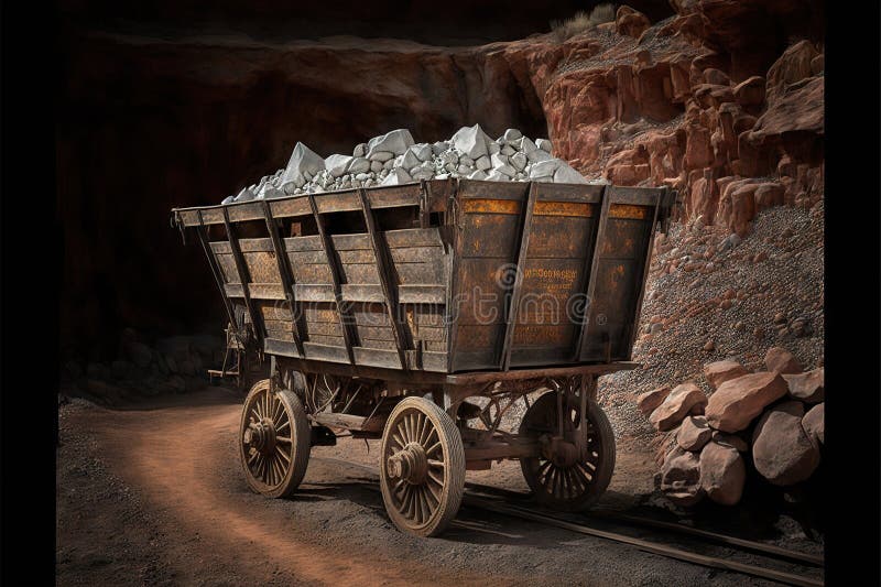 Mining Cart in Silver, Gold, Copper Mine Stock Illustration ...