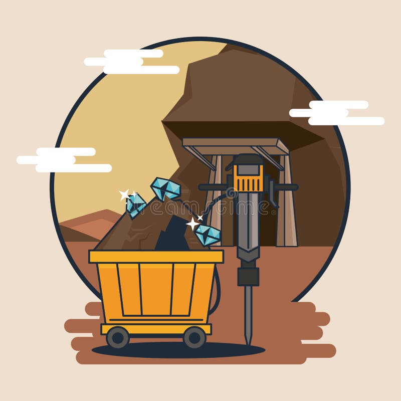 Mining cart and tools stock vector. Illustration of filled - 129365475
