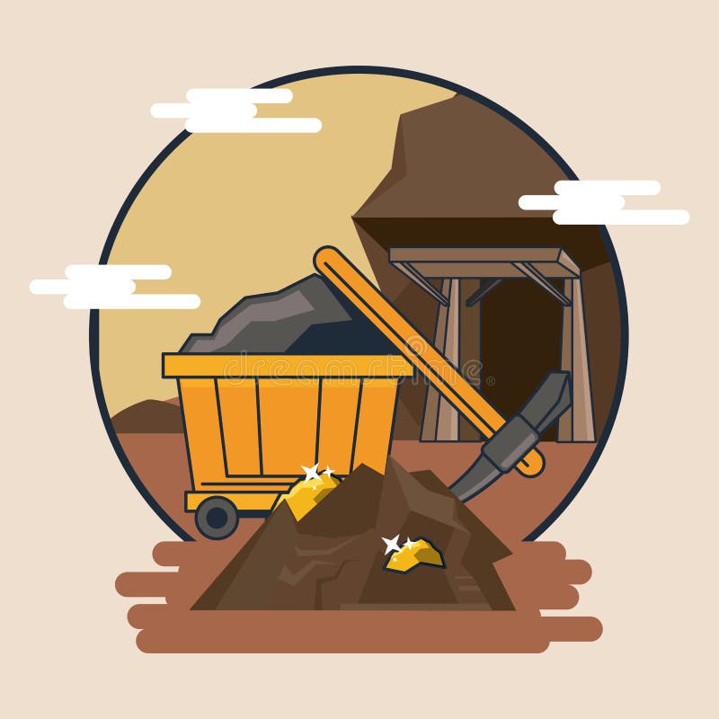 Mining cart and tools stock vector. Illustration of industry - 129365707