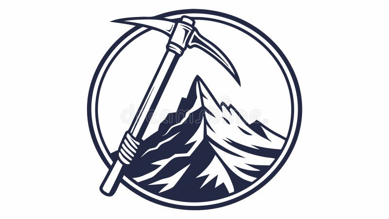 Mining or Climbing Logo with Pickaxe and Mountains, Vector Design ...
