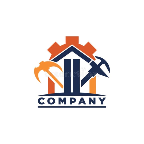 Mining Company Logo Design with Gear and Mining Tools Stock Image ...