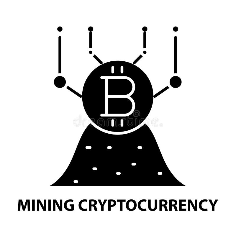Mining Cryptocurrency Icon, Black Vector Sign with Editable Strokes ...