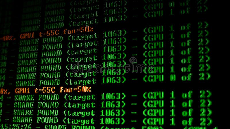Mining Cryptocurrency Process Program On Display Pc Using Software
