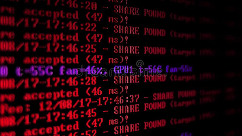 Mining Cryptocurrency Process Program on Display PC. Using Software ...