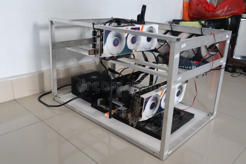 Mining Cryptocurrency Rig Machine at Home Editorial Image - Image of ...
