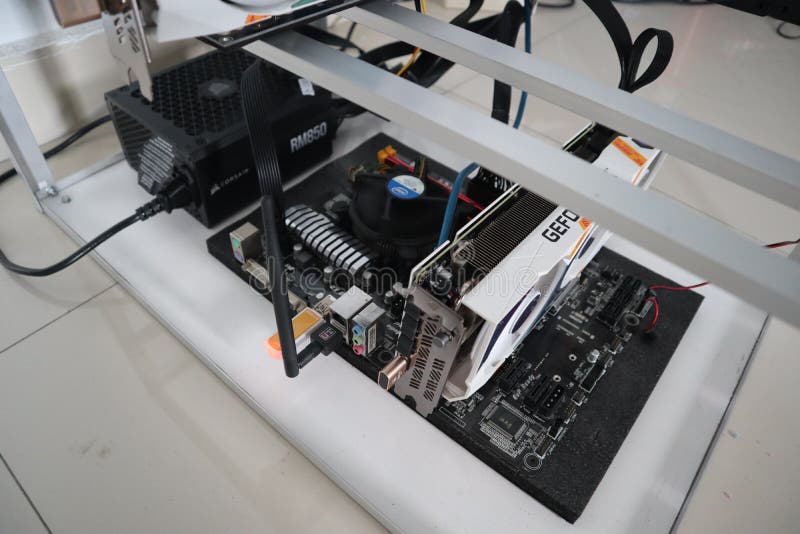 Mining Cryptocurrency Rig Machine at Home Editorial Stock Image - Image ...