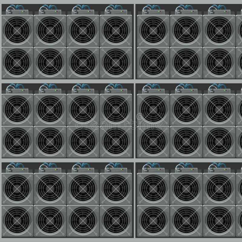 Mining Cryptocurrency Using Asic Computers in Group Stock Vector ...
