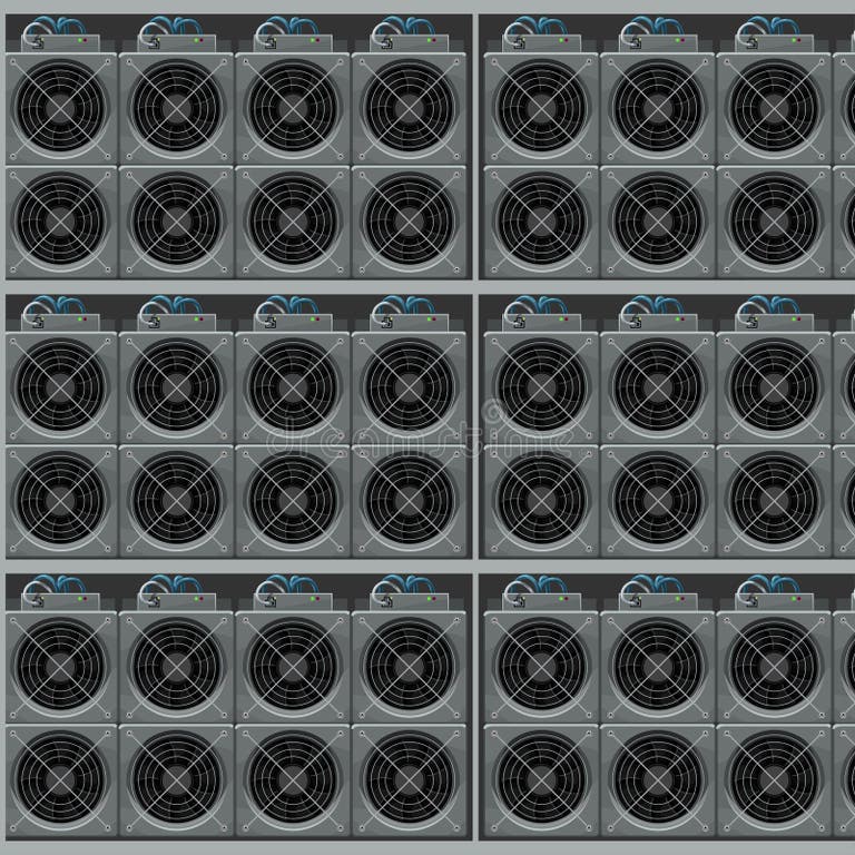 Mining Cryptocurrency Using Asic Computers in Group Stock Vector ...