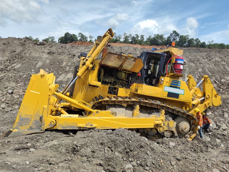 Mining Dozer Working in Coal Mine Stock Photo - Image of excavator ...