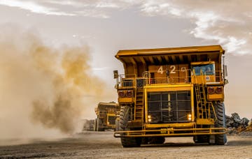 104 Mining Dump Trucks Transporting Platinum Ore Processing Stock ...