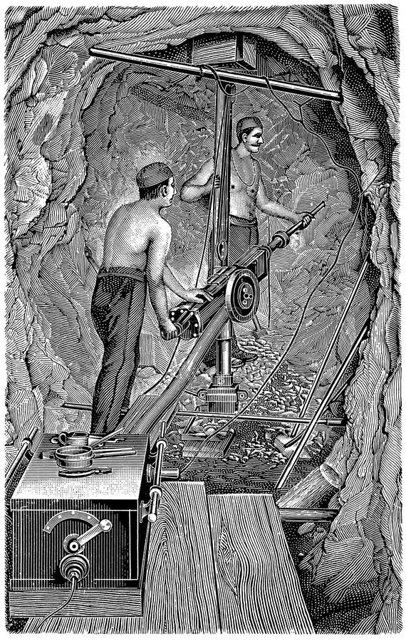 Mining. Electrically Powered Percussion Drill Stock Illustration ...