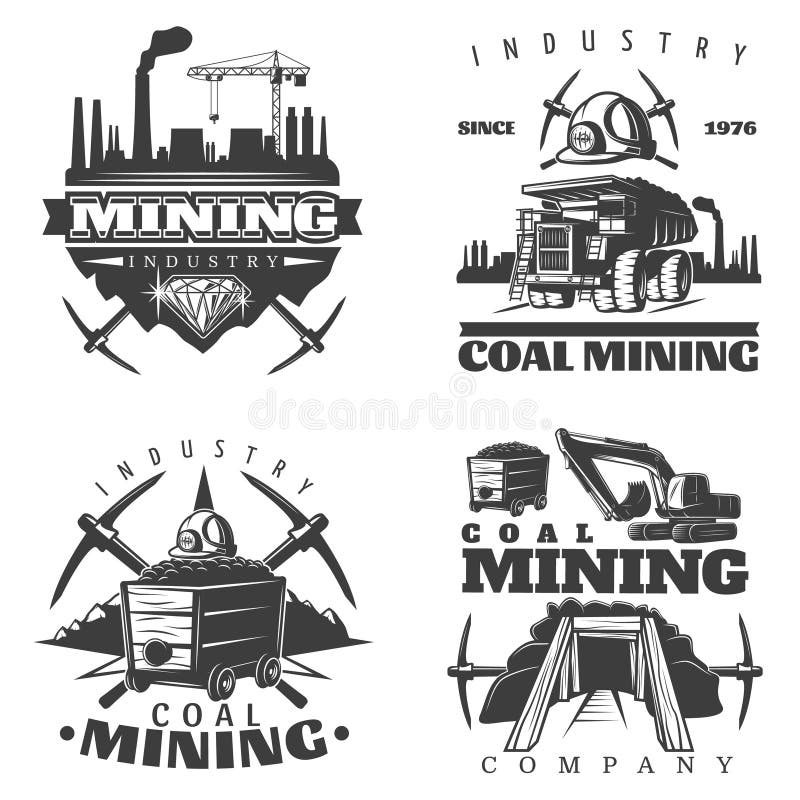 Mining Emblem Designs Set stock vector. Illustration of diamond - 213498991