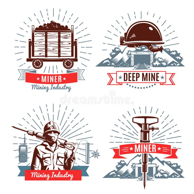 Mining Emblems and Design Elements Stock Vector - Illustration of ...