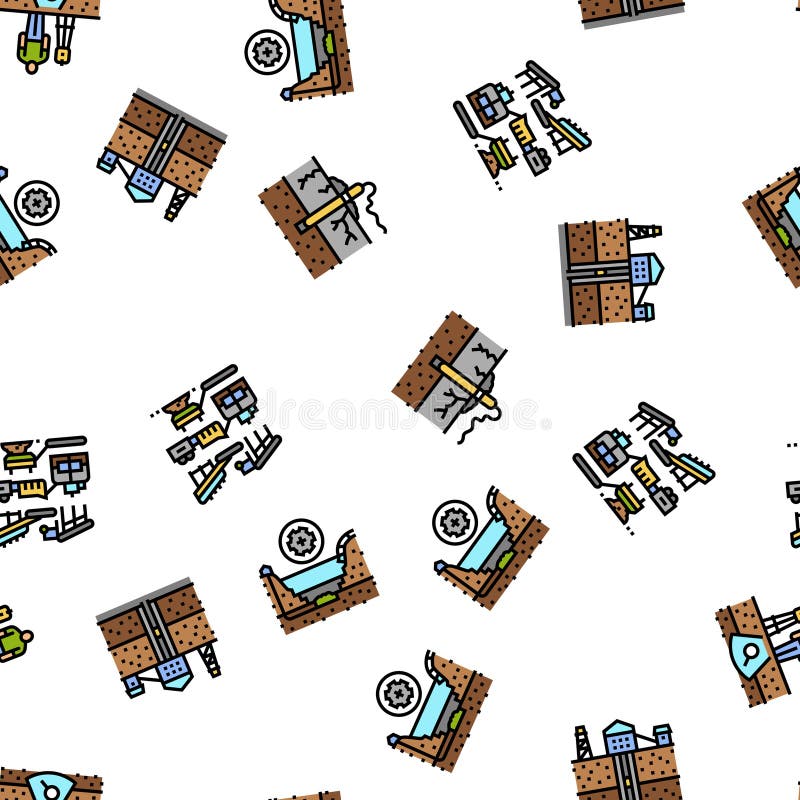 Mining Engineer Geology Icons Set Vector Stock Vector - Illustration of ...