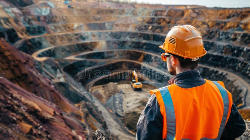 Mining Engineer Overlooking Quarry Operations during Daytime in Remote ...