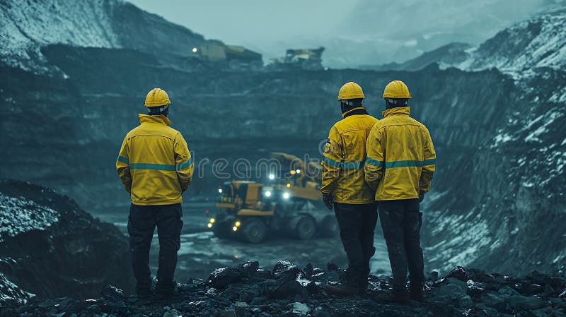 Mining Engineers Overseeing Operations at an Open-pit Mine Stock Photo ...
