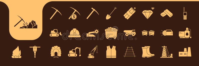 Mining Equipment Flat Icon Collection Design Vector Stock Vector ...