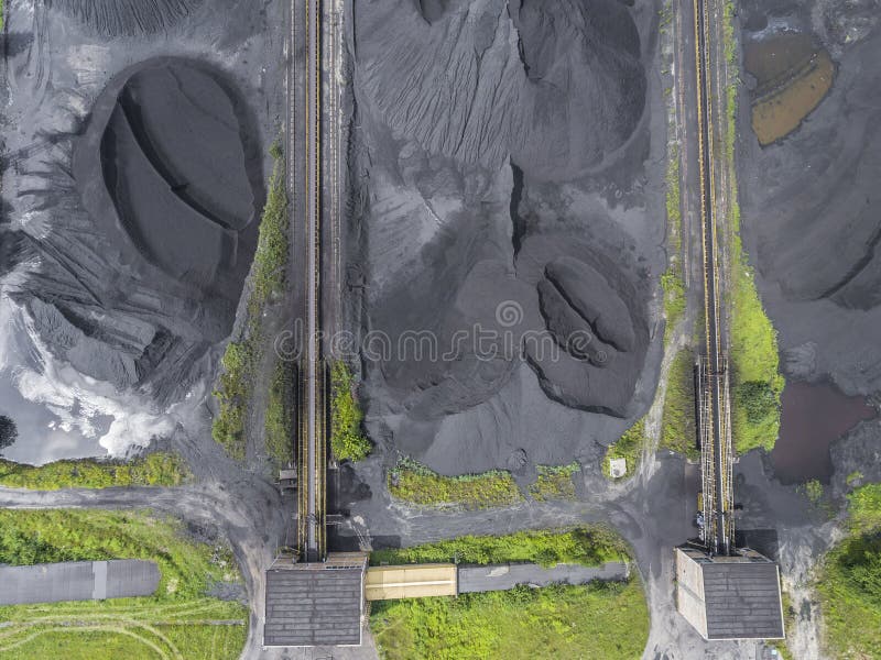 Mining Excavator on the Bottom Surface Mine. Brown Coal Deposits Stock ...