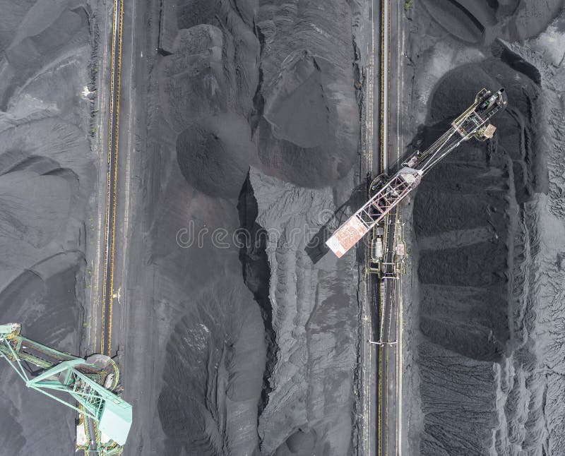 Mining Excavator on the Bottom Surface Mine. Brown Coal Deposits Stock ...