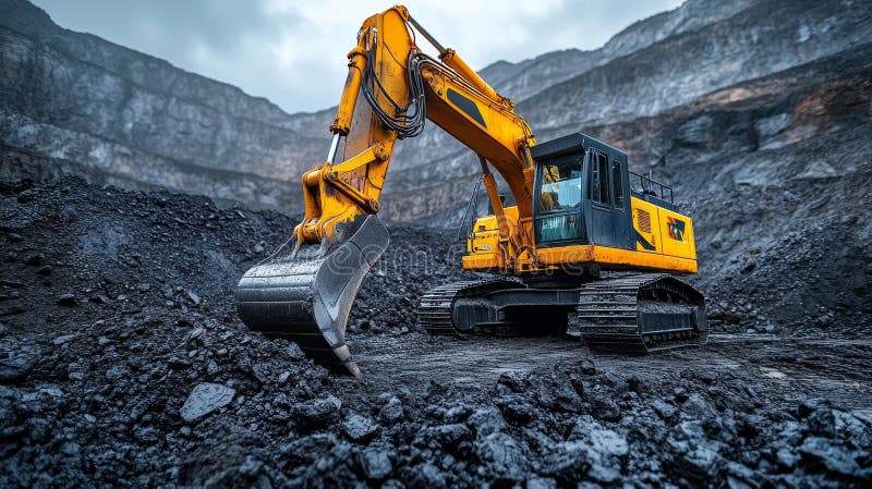 Mining Excavator in a Coal Mine - Generative Ai Stock Illustration ...