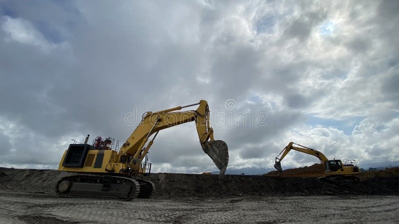 Mining Excavator Working in Coal Mine Stock Image - Image of loading ...
