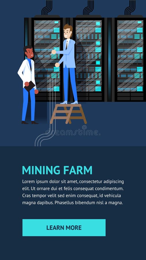 Mining Farm Datacenter Administration. Cryptocoin Stock Illustration ...