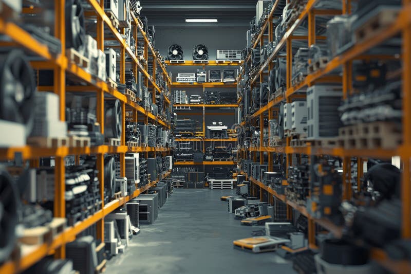 Mining Farm with Graphic Cards or GPUs in a Warehouse Stock Image ...