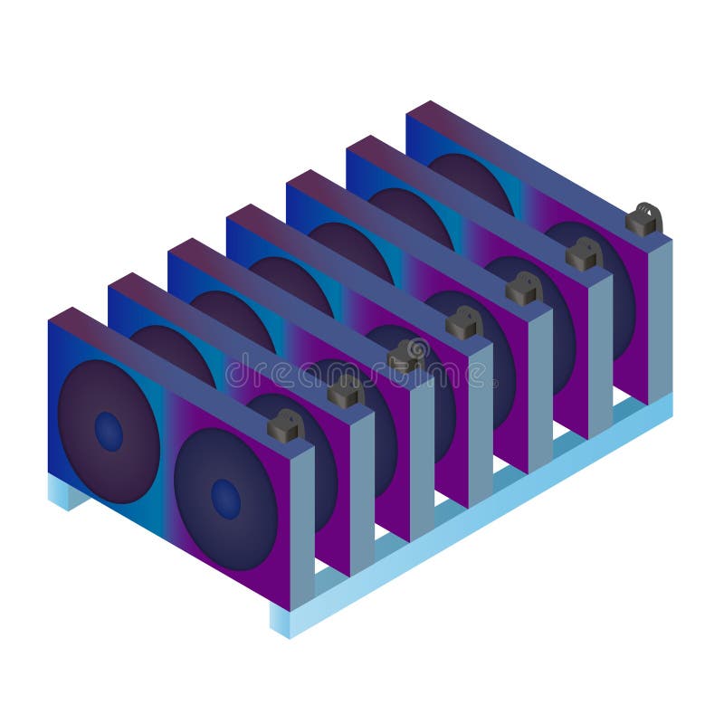 Mining Farm Process Vector Set. Symbols and Icons of Mining Farm ...